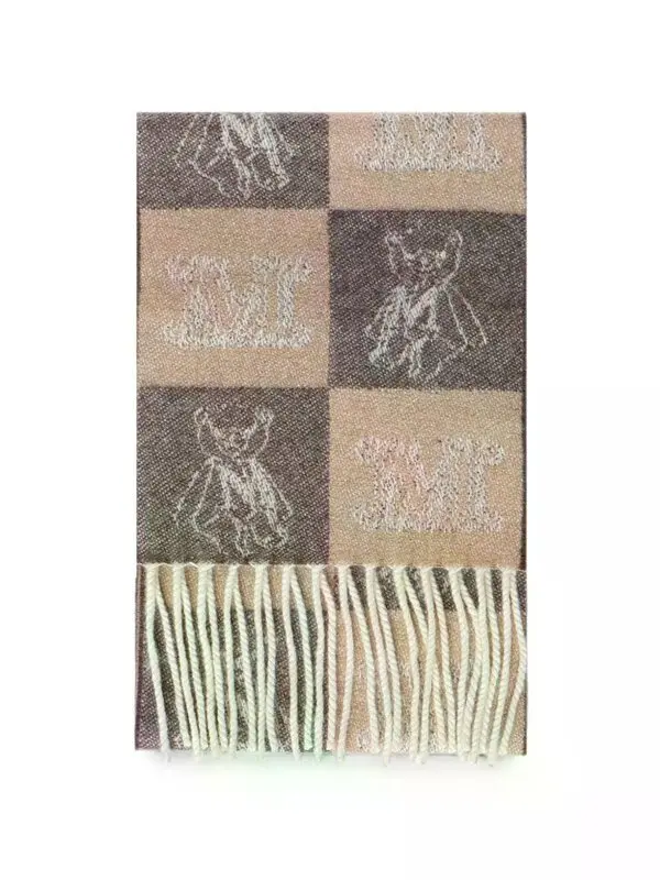 Max Mara Monogram-jacquard Fringed Scarf - Brown