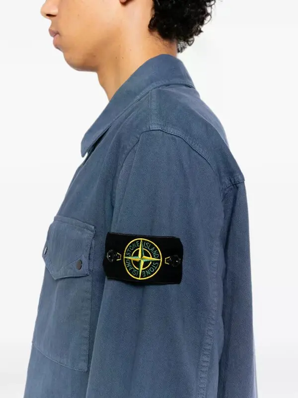 Stone Island Compass-patch Herringbone Shirt