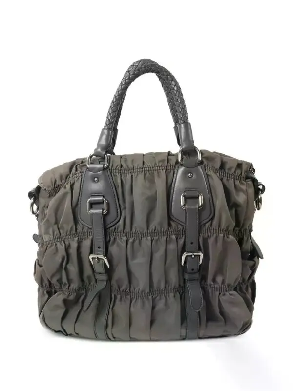 Prada Tessuto Gaufre Two-way Handbag - Grey