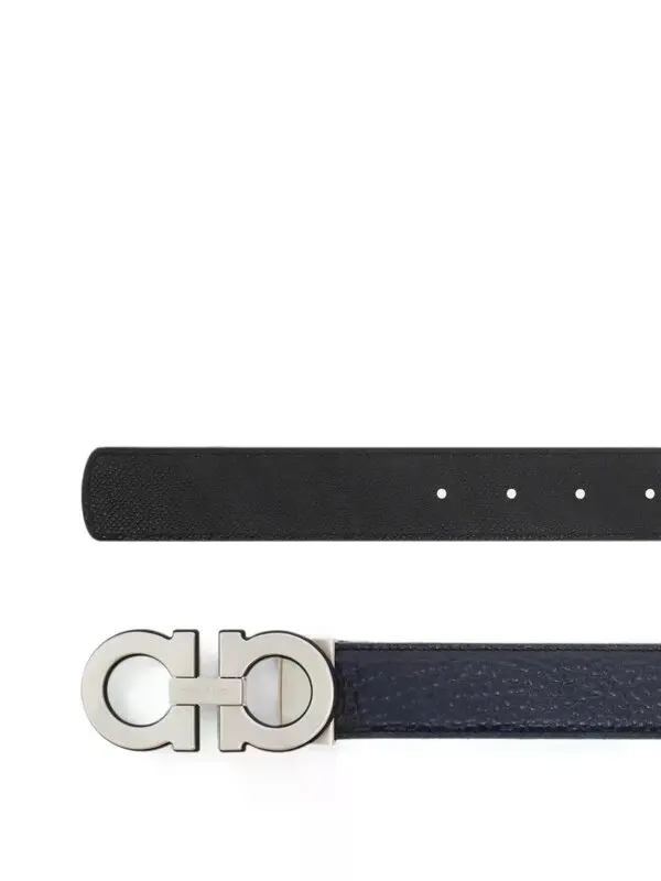 FERRAGAMO Gancini Buckle Textured Leather Belt