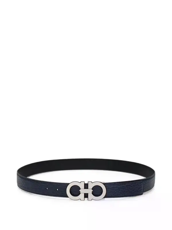 FERRAGAMO Gancini Buckle Textured Leather Belt