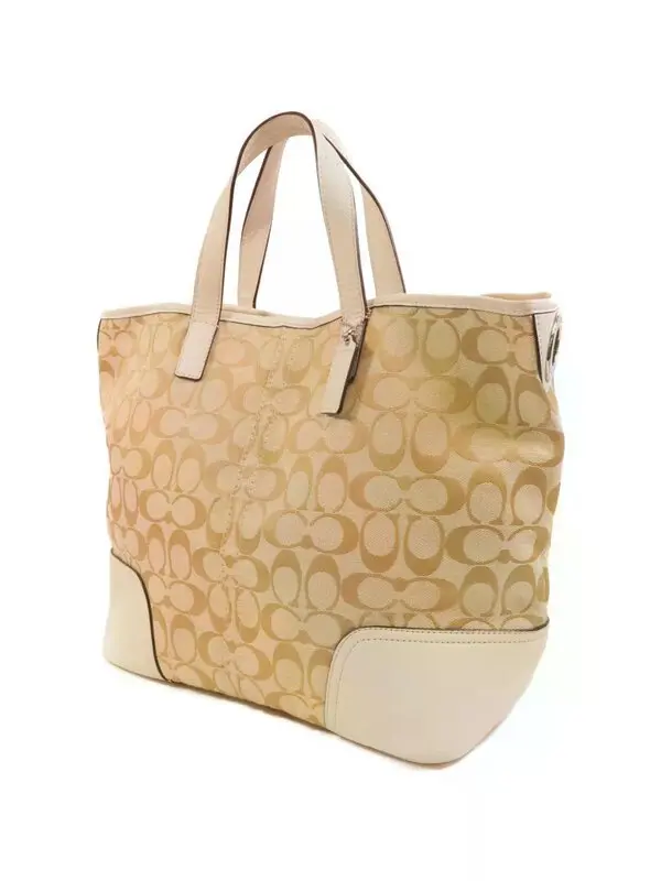 COACH VINTAGE Monogram Print Leather Trim Tote Bag