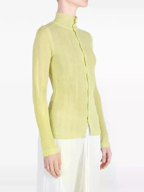 Issey Miyake Ribbed High-neck Cardigan