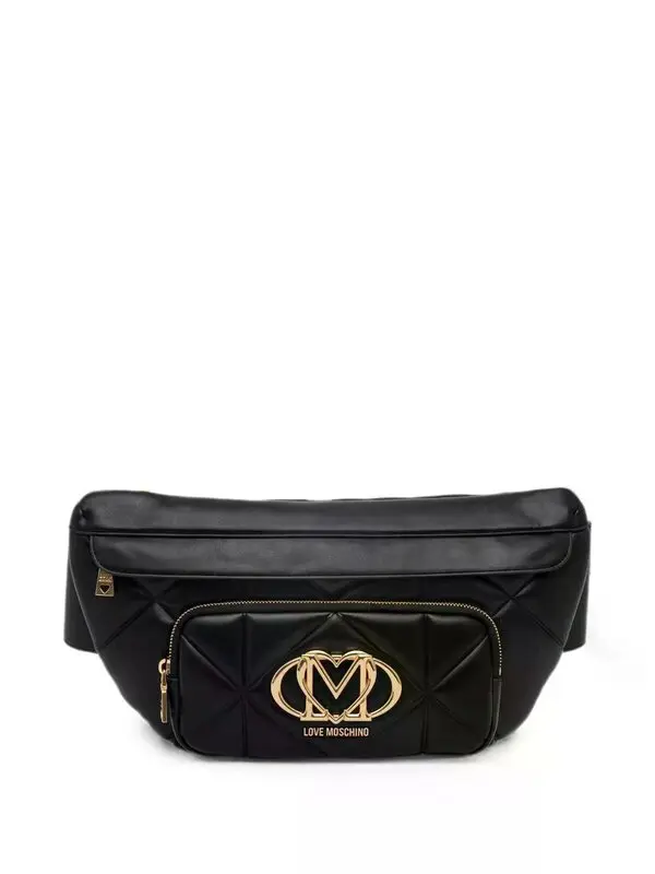 Moschino Quilted Logo Plaque Belt Bag