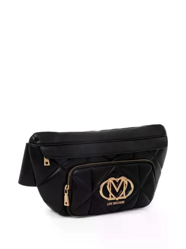 Moschino Quilted Logo Plaque Belt Bag