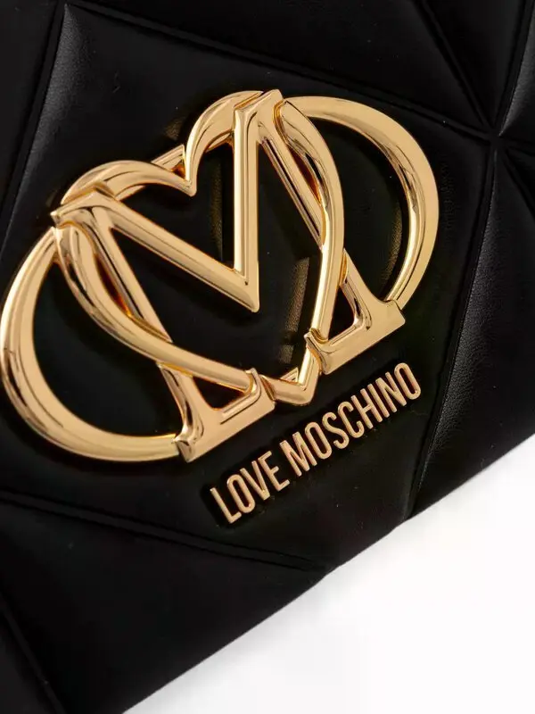 Moschino Quilted Logo Plaque Shoulder Bag