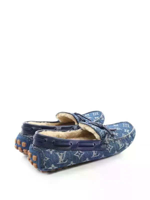 LOUIS VUITTON Monogram Denim Shearling Loafers