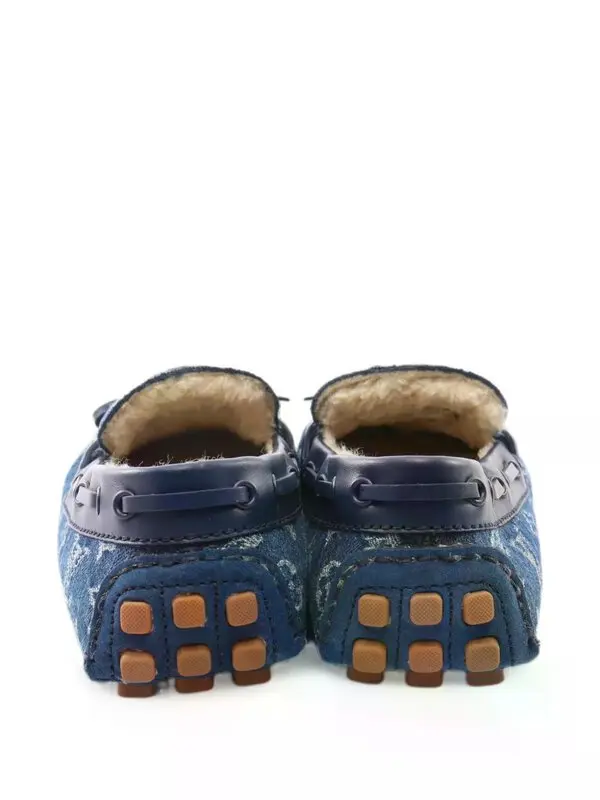 LOUIS VUITTON Monogram Denim Shearling Loafers