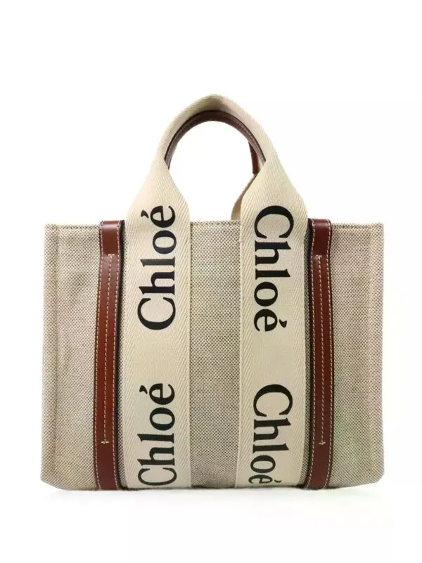 Chloé Woody Canvas Tote Bag - Neutrals