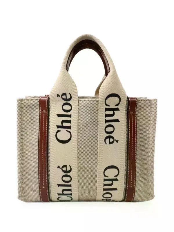 Chloé Woody Canvas Tote Bag - Neutrals