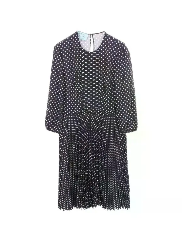 Prada 2000s Polka Dot Pleated Midi Dress