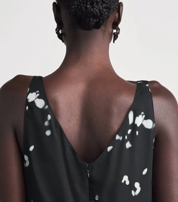 Theory Abstract Floral Print V-neck Midi Dress