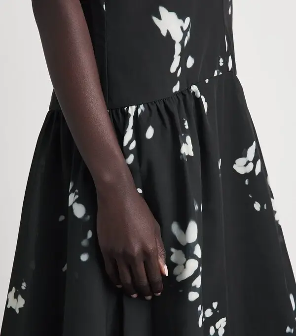 Theory Abstract Floral Print V-neck Midi Dress