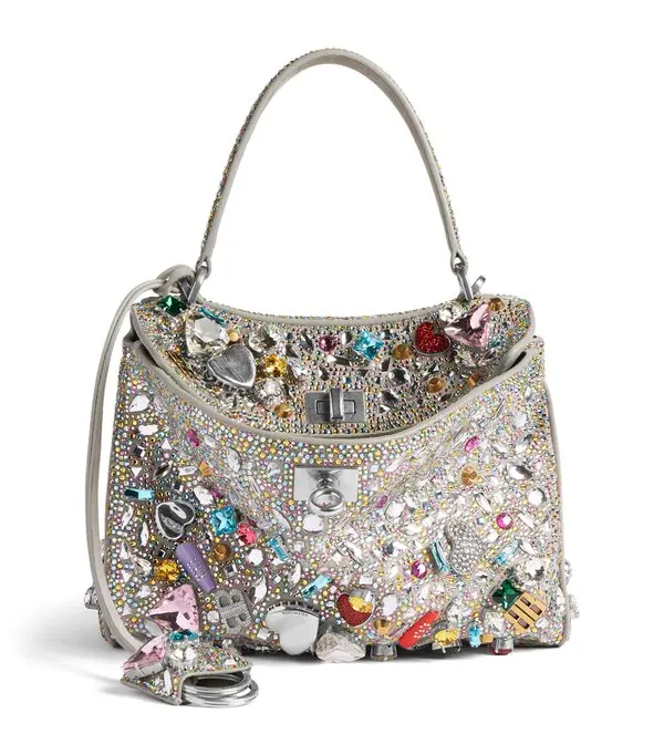 Balenciaga Mini Suede Embellished Rodeo Top-handle Bag