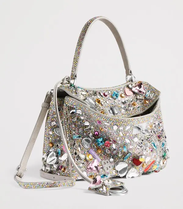 Balenciaga Mini Suede Embellished Rodeo Top-handle Bag
