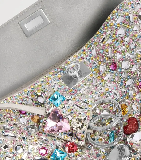 Balenciaga Mini Suede Embellished Rodeo Top-handle Bag