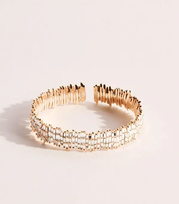 SUZANNE KALAN Classic Three-row Diamond Cuff - Rose Gold