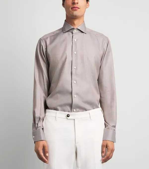 Eton Cotton Patterned Contemporary Fit Shirt - Brown