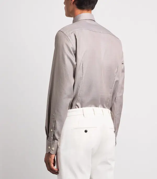Eton Cotton Patterned Contemporary Fit Shirt - Brown