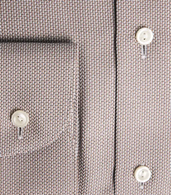 Eton Cotton Patterned Contemporary Fit Shirt - Brown