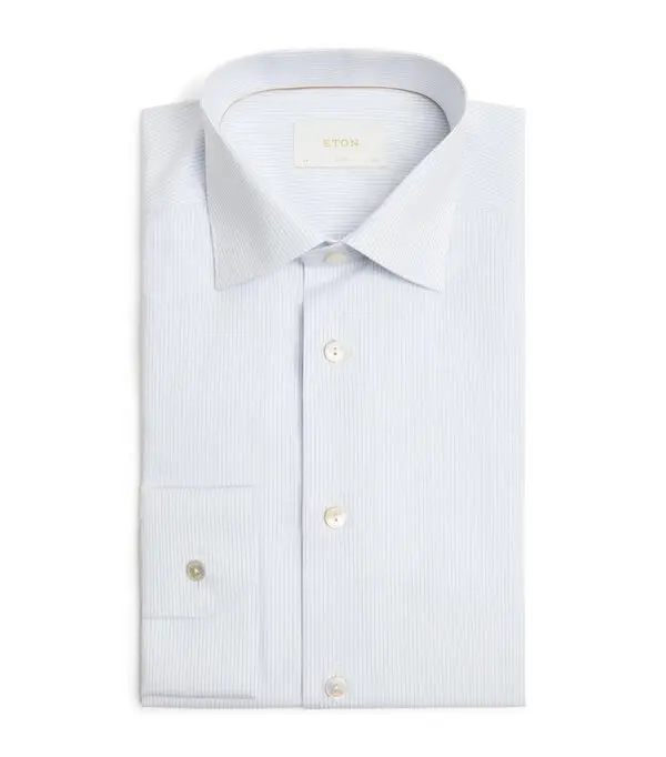 Eton Supima Cotton Stripe Slim Fit Shirt - Blue