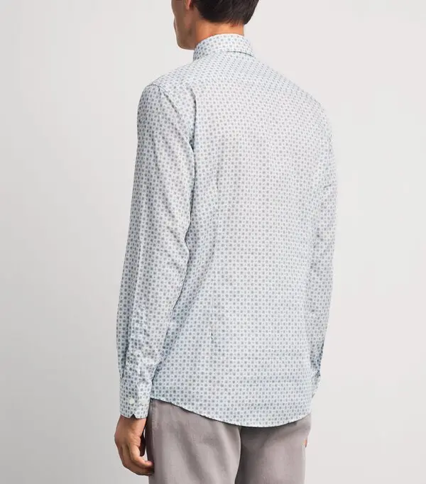 Eton Cotton Geometric Print Contemporary Fit Shirt - Beige