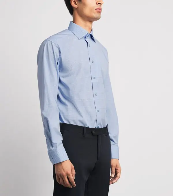 Eton Supima Cotton Check Slim Fit Shirt - Blue