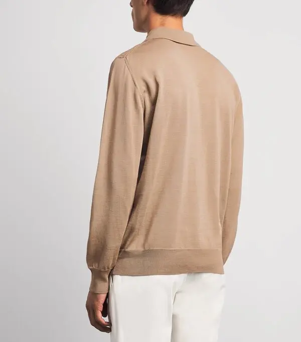 Eton Cotton Chevron-knit Polo Sweater