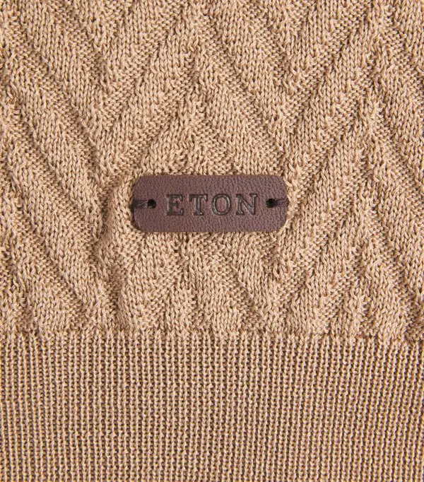 Eton Cotton Chevron-knit Polo Sweater