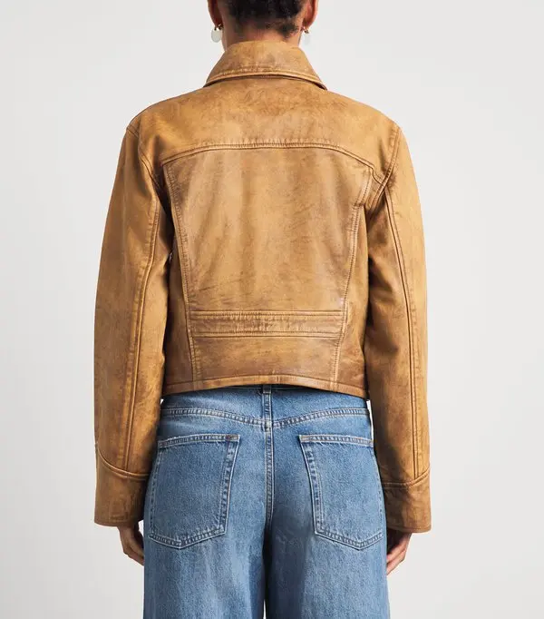 Polo Ralph Lauren Distressed Cropped Leather Jacket
