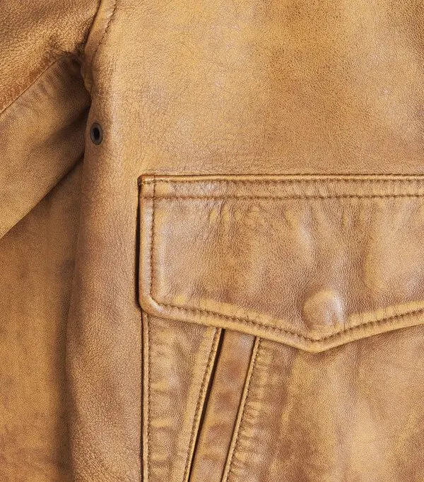 Polo Ralph Lauren Distressed Cropped Leather Jacket