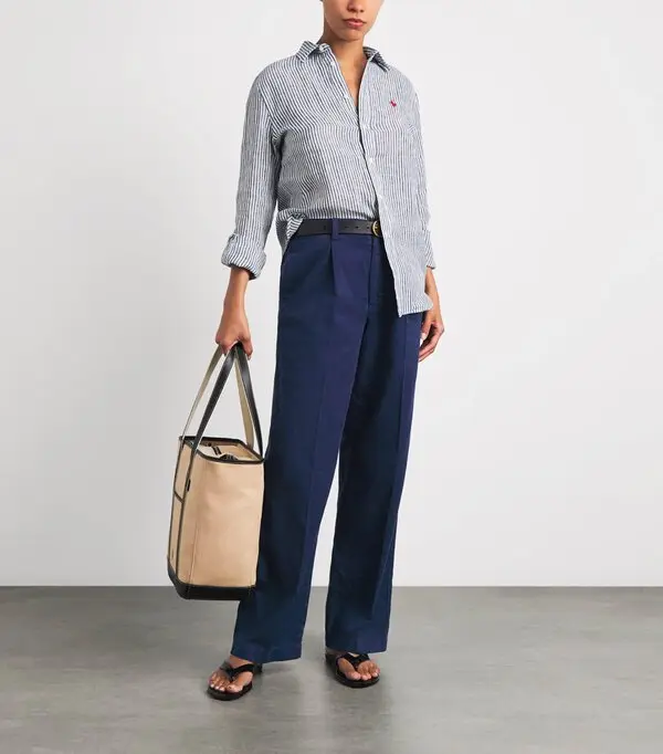 Polo Ralph Lauren Linen Trousers With Pleated Front
