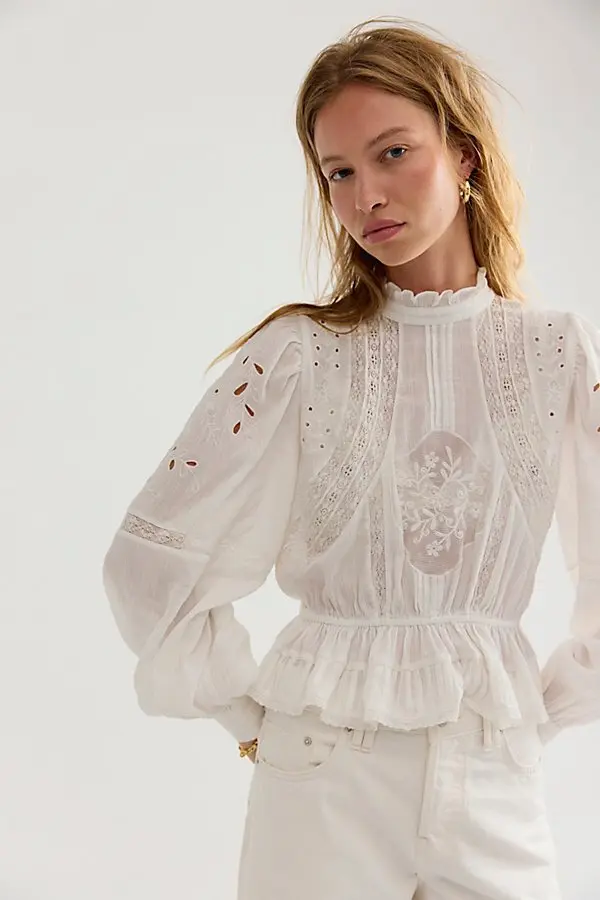 Free People Azul Eyelet Blouse
