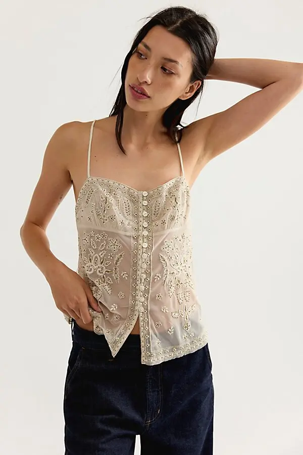 Free People Aurora Embellished Top