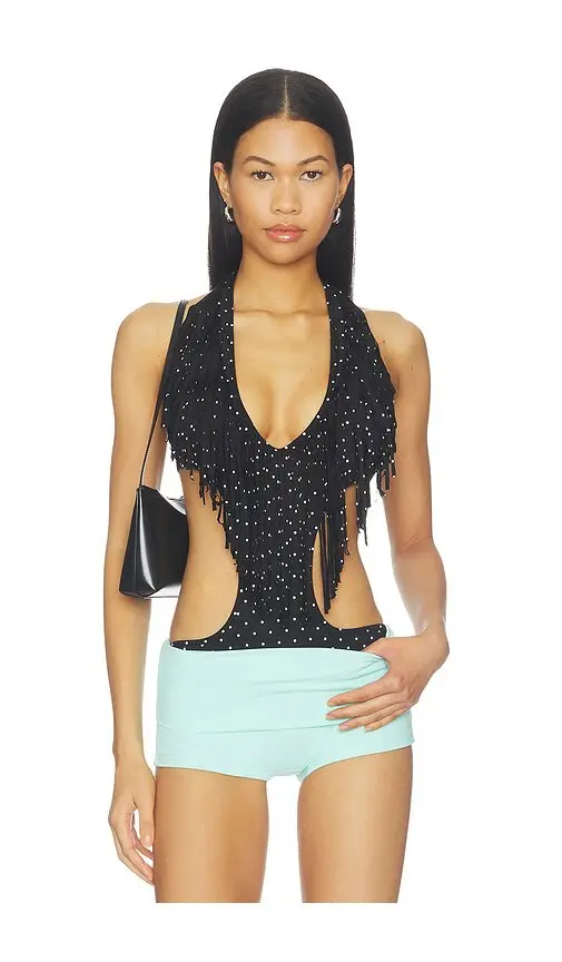 NIIHAI Fringe Bodysuit - Black