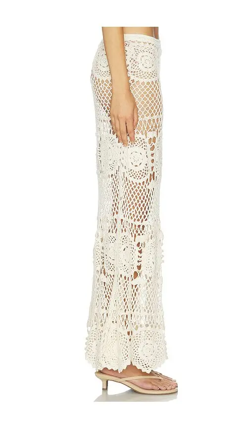 INDAH Allegra Solid Flower Crochet Maxi Skirt