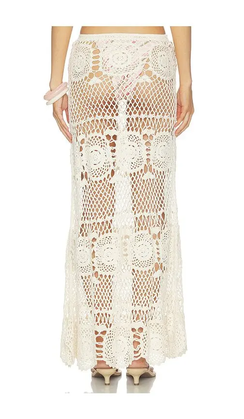 INDAH Allegra Solid Flower Crochet Maxi Skirt