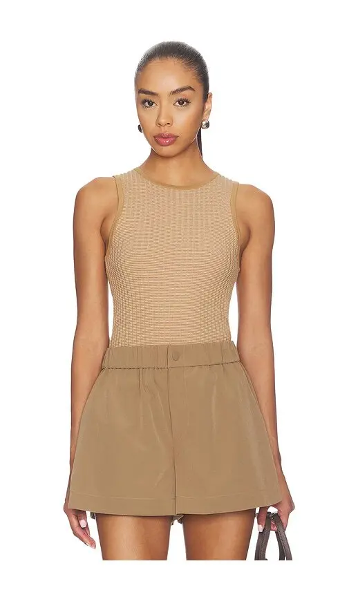 Varley Hanson Rib Knit Tank Top - Tan