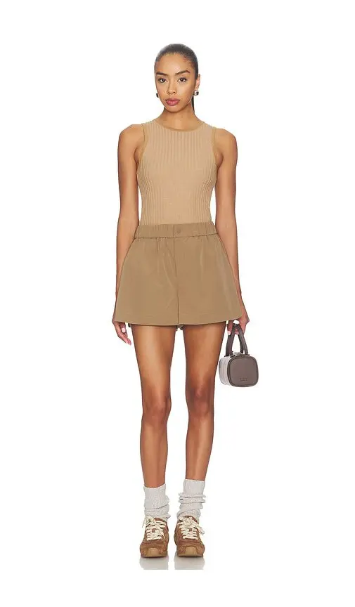 Varley Hanson Rib Knit Tank Top - Tan