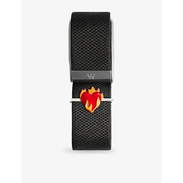 POUBEL Sterling Silver And Enamel Heart On Fire Charm
