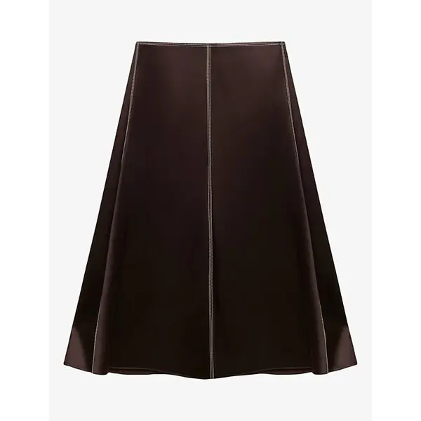 Marni Contrast Stitch Satin Midi Skirt