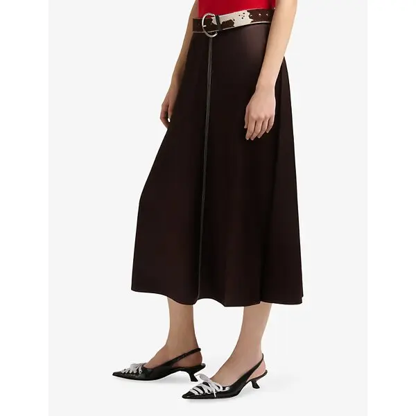 Marni Contrast Stitch Satin Midi Skirt