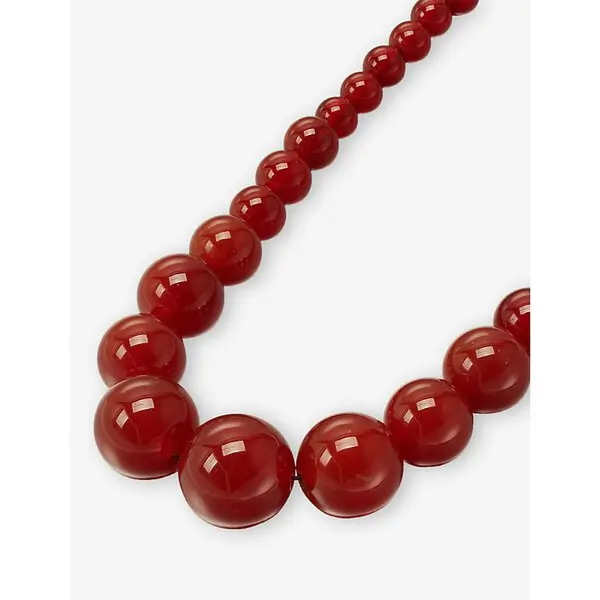 BEATRIZ PALACIOS Beaded Sterling Silver And Red Agate Necklace