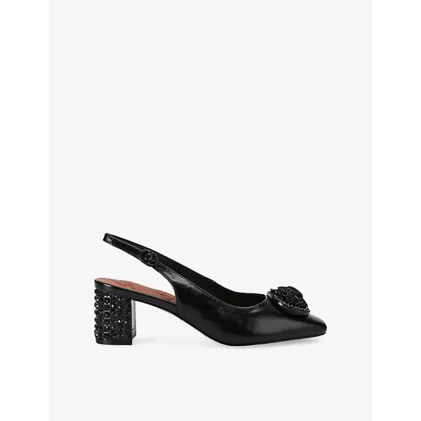 Kurt Geiger Chelsea Block Drench Leather Slingback Pumps