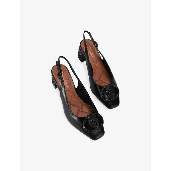 Kurt Geiger Chelsea Block Drench Leather Slingback Pumps