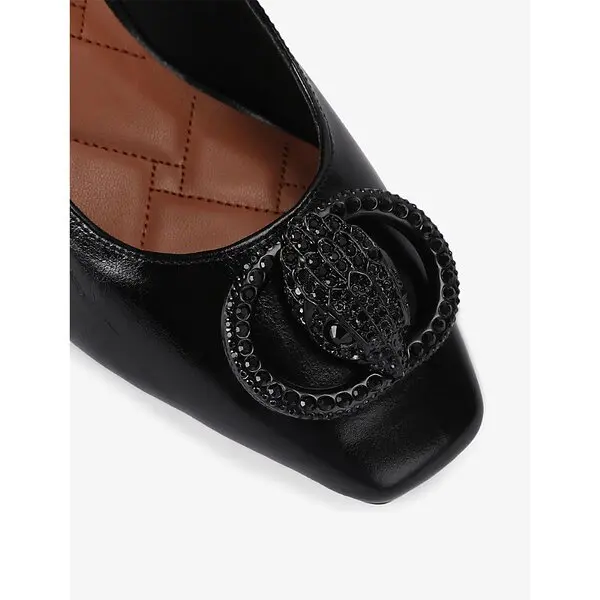 Kurt Geiger Chelsea Block Drench Leather Slingback Pumps
