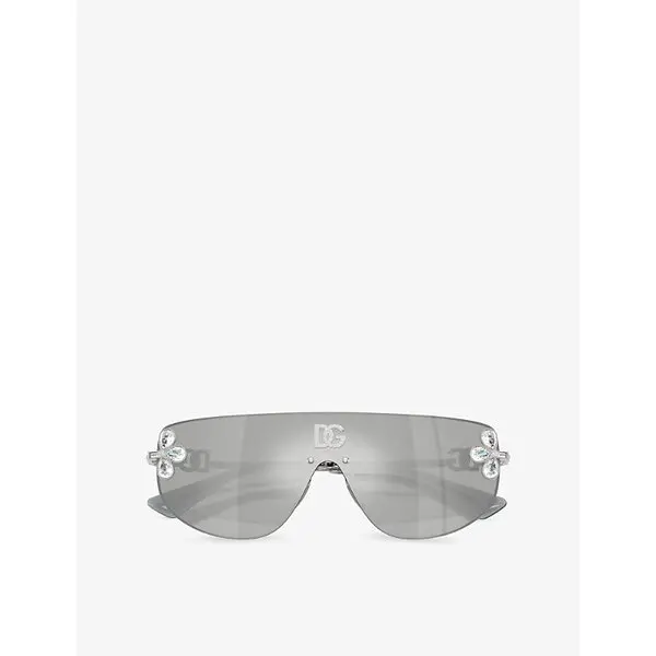 Dolce & Gabbana Shield-frame Metal Embellished Sunglasses