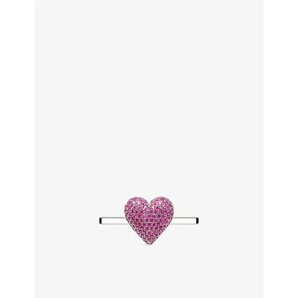 POUBEL Sterling Silver And Enamel Heart Charm - Pink