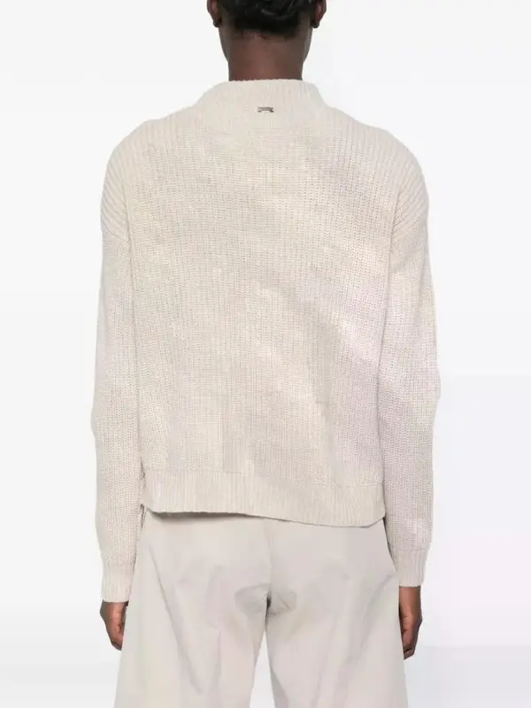 Herno Pointelle-knit Ribbed-trim Sweater