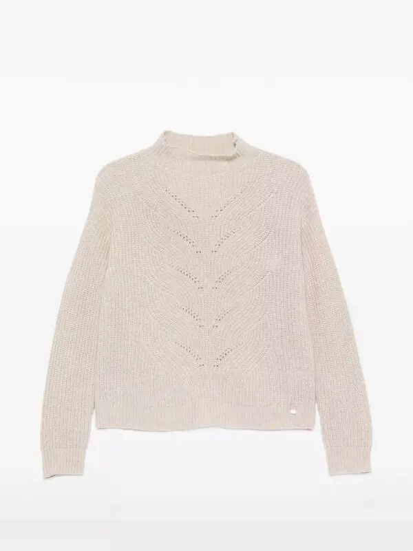 Herno Pointelle-knit Sweater With Ribbed Trim - Neutrals